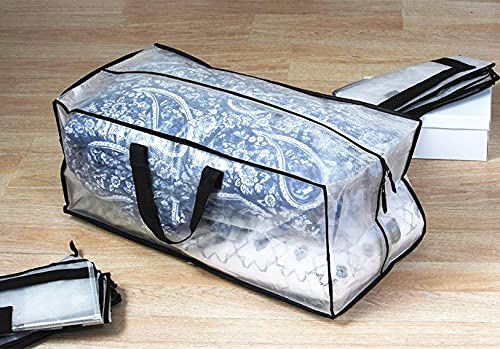 (4 ct) Clear Heavy Duty Extra Large WOVEN FABRIC Storage Bags, Clear Moving Bags, EXTRA LARGE SIZE: 29" L X 18" H X 13.5", Totes with Zippers for Clothing Blanket Storage, Dorm College Moving Supplies Boxes, Clothes Storage Bins (4), bolsas para guardar r