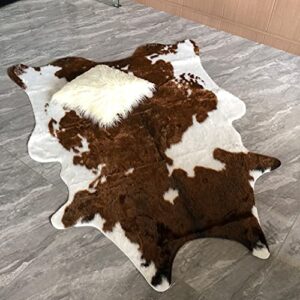 Cow Print Rug Fun Faux Cowhide Area Rug Skin Rug Animal Printed Carpet for Decorating Kids Room ，43.3" x 33"