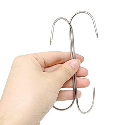 HONBAY 20PCS Stainless Steel Meat Hooks Butcher Hooks for Smoker Chicken Hunting Ribs Fish Beef Poultry Hanging Drying Grill Hook Tool (3mm, 5.5'')