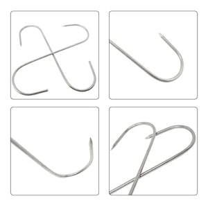 HONBAY 20PCS Stainless Steel Meat Hooks Butcher Hooks for Smoker Chicken Hunting Ribs Fish Beef Poultry Hanging Drying Grill Hook Tool (3mm, 5.5'')