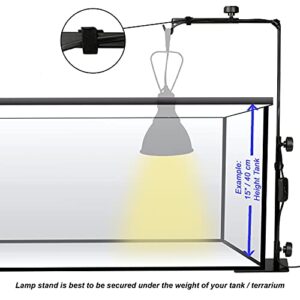 Kadako ® Reptile Lamp Stand - Adjustable Metal Heat Lamp Stand and Light Dome Support Fixture for Terrarium Enclosure, Aquarium and Tank - Includes Our Feeding Accessories Kit