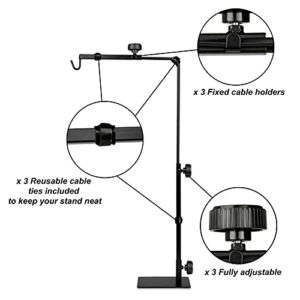 Kadako ® Reptile Lamp Stand - Adjustable Metal Heat Lamp Stand and Light Dome Support Fixture for Terrarium Enclosure, Aquarium and Tank - Includes Our Feeding Accessories Kit