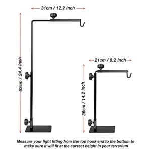 Kadako ® Reptile Lamp Stand - Adjustable Metal Heat Lamp Stand and Light Dome Support Fixture for Terrarium Enclosure, Aquarium and Tank - Includes Our Feeding Accessories Kit