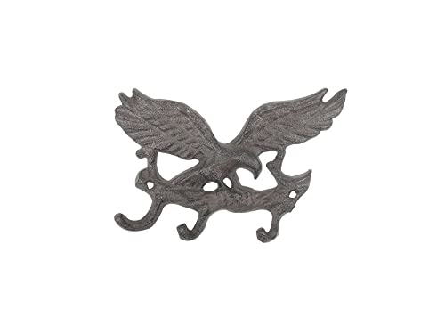 Handcrafted Nautical Decor Cast Iron Flying Eagle Landing on a Tree Branch Decorative Metal Wall Hooks 7.5