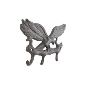 Handcrafted Nautical Decor Cast Iron Flying Eagle Landing on a Tree Branch Decorative Metal Wall Hooks 7.5