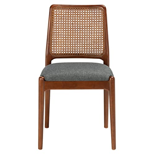 Safavieh Home Collection Reinhardt Rattan Cushion Dining Chair (Set of 2) -Fully Assembled DCH8800D-SET2, 0, Brown/Grey