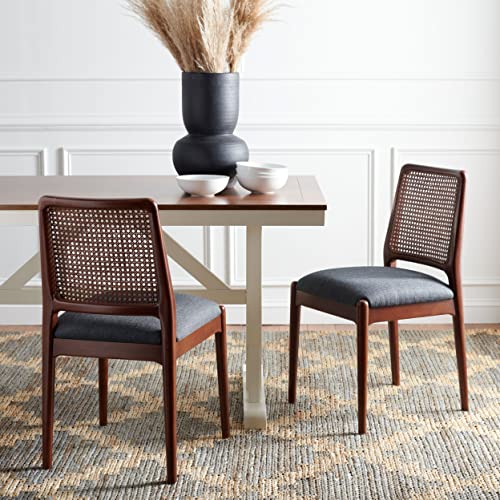 Safavieh Home Collection Reinhardt Rattan Cushion Dining Chair (Set of 2) -Fully Assembled DCH8800D-SET2, 0, Brown/Grey