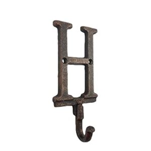 Handcrafted Nautical Decor Rustic Copper Cast Iron Letter H Alphabet Wall Hook 6"