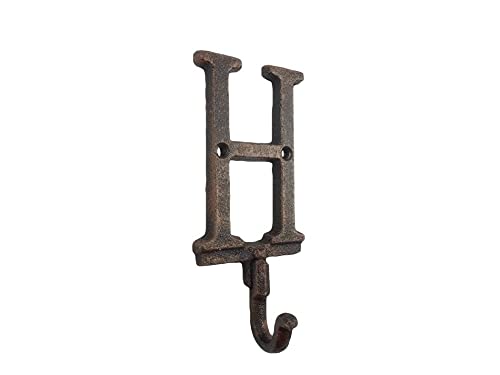 Handcrafted Nautical Decor Rustic Copper Cast Iron Letter H Alphabet Wall Hook 6"