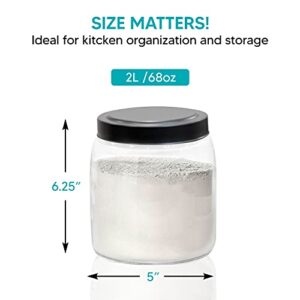 Kitchen Storage Jars Set of 2 – 68Oz Square Glass Canisters with Lids – Durable Canister Sets for Kitchen Counter – Non-BPA Glass – Multipurpose and Versatile Pantry Containers