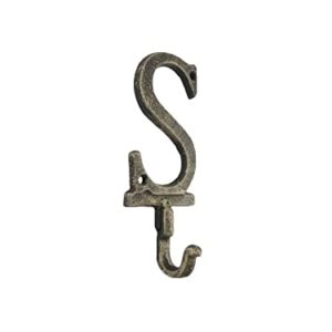 Handcrafted Nautical Decor Rustic Gold Cast Iron Letter S Alphabet Wall Hook 6"