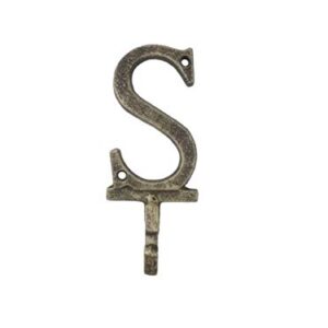 Handcrafted Nautical Decor Rustic Gold Cast Iron Letter S Alphabet Wall Hook 6"