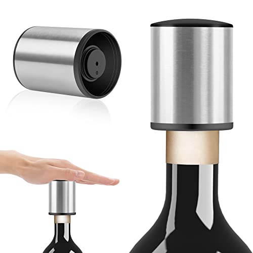 Wine Stopper, [𝐊𝐞𝐞𝐩𝐢𝐧𝐠 𝐅𝐫𝐞𝐬𝐡] Vakoo Vacuum Leakproof Wine Bottle Stopper, Reusable Wine Sealer, Wine Corks Keeps Fresh, Gifts for Wine Lovers for Christmas Anniversary