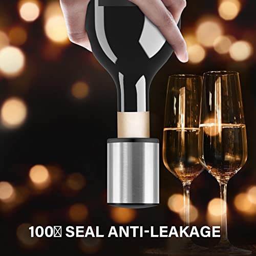 Wine Stopper, [𝐊𝐞𝐞𝐩𝐢𝐧𝐠 𝐅𝐫𝐞𝐬𝐡] Vakoo Vacuum Leakproof Wine Bottle Stopper, Reusable Wine Sealer, Wine Corks Keeps Fresh, Gifts for Wine Lovers for Christmas Anniversary