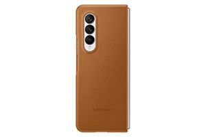 samsung galaxy z fold 3 phone case, leather protective cover, heavy duty, shockproof smartphone protector, us version, camel,ef-vf926laegus