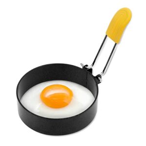 sihuuu egg ring stainless steel round moldel with anti-scalding handle - frying shaping cooker eggs ring for camping breakfast sandwich burger