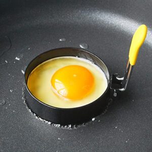 Sihuuu Egg Ring Stainless Steel Round Moldel with Anti-scalding Handle - Frying Shaping Cooker Eggs Ring for Camping Breakfast Sandwich Burger