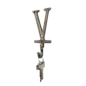 Handcrafted Nautical Decor Rustic Gold Cast Iron Letter V Alphabet Wall Hook 6"