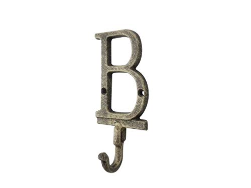 Handcrafted Nautical Decor Rustic Gold Cast Iron Letter B Alphabet Wall Hook 6"