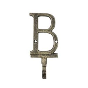 Handcrafted Nautical Decor Rustic Gold Cast Iron Letter B Alphabet Wall Hook 6"