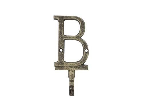 Handcrafted Nautical Decor Rustic Gold Cast Iron Letter B Alphabet Wall Hook 6"