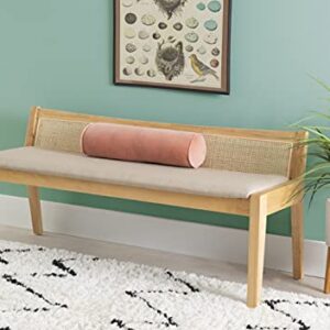 Powell Kasi Beige Rattan Cane Bench with Back, Large, Natural