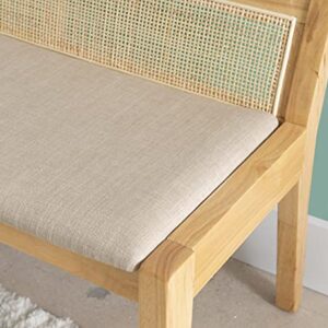 Powell Kasi Beige Rattan Cane Bench with Back, Large, Natural