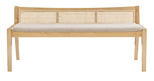 Powell Kasi Beige Rattan Cane Bench with Back, Large, Natural