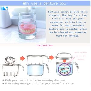 BUZAI Denture Bath Box Cup, Denture Bath Case With Strainer, Large And Large Capacity Sturdy Denture Case, Used To Soak Dentures, Blue, 11.8cm*11.8cm*9.5cm (4.6in*4.6in*3.7in)