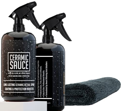 CERAMIC SAUCE Auto Detailing Spray-16oz CAR/SUV/BOAT/MOTORCYCLE (Includes Ultra Premium Microfiber Cloth)