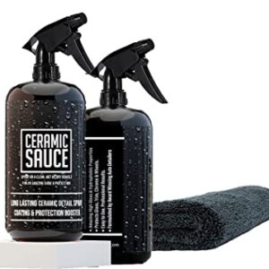 CERAMIC SAUCE Auto Detailing Spray-16oz CAR/SUV/BOAT/MOTORCYCLE (Includes Ultra Premium Microfiber Cloth)