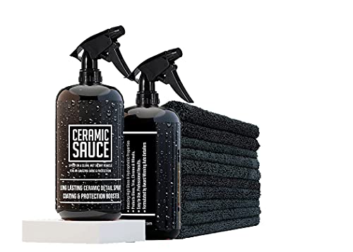 CERAMIC SAUCE Auto Detailing Spray-16oz CAR/SUV/BOAT/MOTORCYCLE (Includes Ultra Premium Microfiber Cloth)