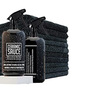 CERAMIC SAUCE Auto Detailing Spray-16oz CAR/SUV/BOAT/MOTORCYCLE (Includes Ultra Premium Microfiber Cloth)