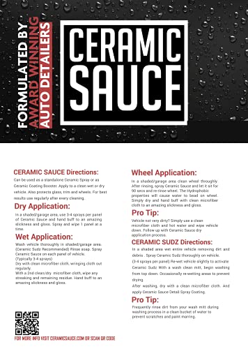 CERAMIC SAUCE Auto Detailing Spray-16oz CAR/SUV/BOAT/MOTORCYCLE (Includes Ultra Premium Microfiber Cloth)