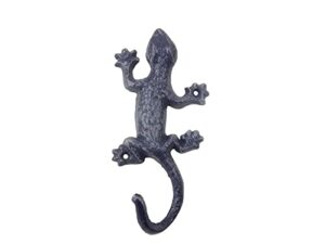 handcrafted nautical dÉcor rustic dark blue cast iron lizard hook 6"