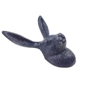 Handcrafted Nautical Decor Rustic Dark Blue Cast Iron Decorative Rabbit Hook 5"