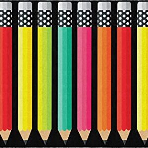 Flagship Carpets Schoolgirl Style Stylish Black & White Brights Pencil Classroom Area Rug for Indoor Classroom Learning or Kid Bedroom Educational Play Mat, 7'6" x 12', Multi