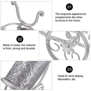 DOITOOL Motorcycle Wine Holder Metal Bike Sculpture Wine Bottle Rack Holder Tricycle Wine Glass Metal Rack Countertop Wine Bottles Holder Display Stand Silver Single Bottle Wine Holder