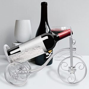 DOITOOL Motorcycle Wine Holder Metal Bike Sculpture Wine Bottle Rack Holder Tricycle Wine Glass Metal Rack Countertop Wine Bottles Holder Display Stand Silver Single Bottle Wine Holder