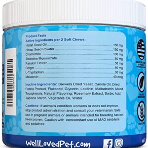 Well Loved Calming Chews for Dogs - Dog Calming Treats, Made in USA, Vet Developed, Dog Anxiety Relief, Separation, Fireworks, Travel & Stress Support, Melatonin, Natural & Holistic, 90 Calming Treats