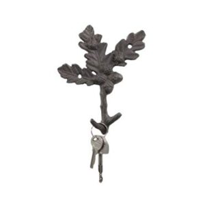 Handcrafted Nautical Decor Cast Iron Oak Tree Leaves with Acorns Decorative Metal Tree Branch Hooks 6.5"