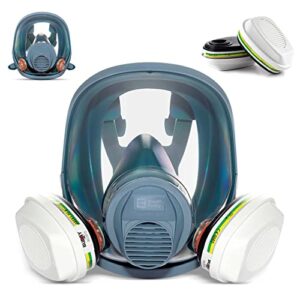 breath buddy full face respirator mask | reusable professional gas mask protection against toxic gases, chlorine, ammonia & more | perfect for chemical industry, mining and industrial projects