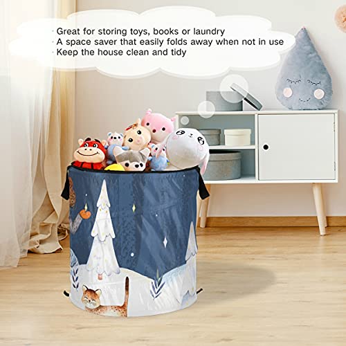 Landscape Christmas Tree Pop Up Laundry Hamper Collapsible with Lid Dirty Clothes Hamper Laundry Basket Storage Baskets Organizer for Laundromat, Dorm, Apartment