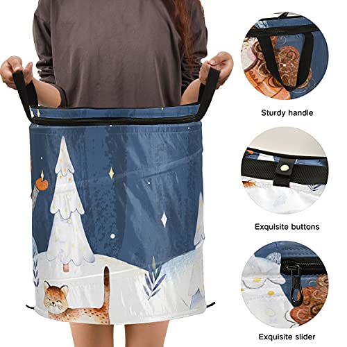 Landscape Christmas Tree Pop Up Laundry Hamper Collapsible with Lid Dirty Clothes Hamper Laundry Basket Storage Baskets Organizer for Laundromat, Dorm, Apartment