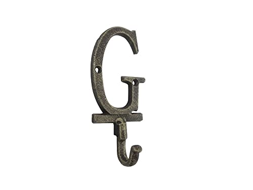 Handcrafted Nautical Decor Rustic Gold Cast Iron Letter G Alphabet Wall Hook 6"