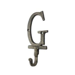 Handcrafted Nautical Decor Rustic Gold Cast Iron Letter G Alphabet Wall Hook 6"