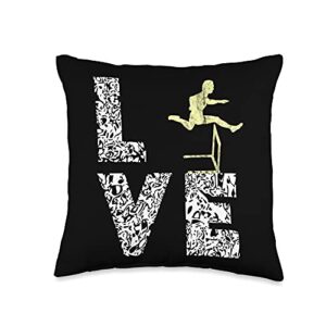 cool steeplechaser hurdling runner hurdles love hurdler jumping track and field running throw pillow, 16x16, multicolor