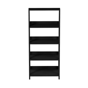 Lavish Home 4-Tier Ladder Bookshelf – Freestanding Wooden Living Room Shelves – Decorative Bookcases for Home and Office (Black) Set of 1