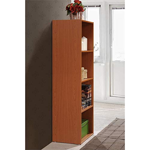 Home Square 4 Shelf Multi-Purpose Wooden Bookcase Set in Cherry (Set of 2)