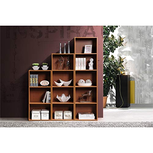 Home Square 4 Shelf Multi-Purpose Wooden Bookcase Set in Cherry (Set of 2)